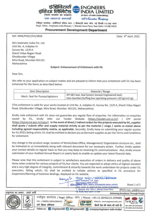 Certificates | Sealmatic